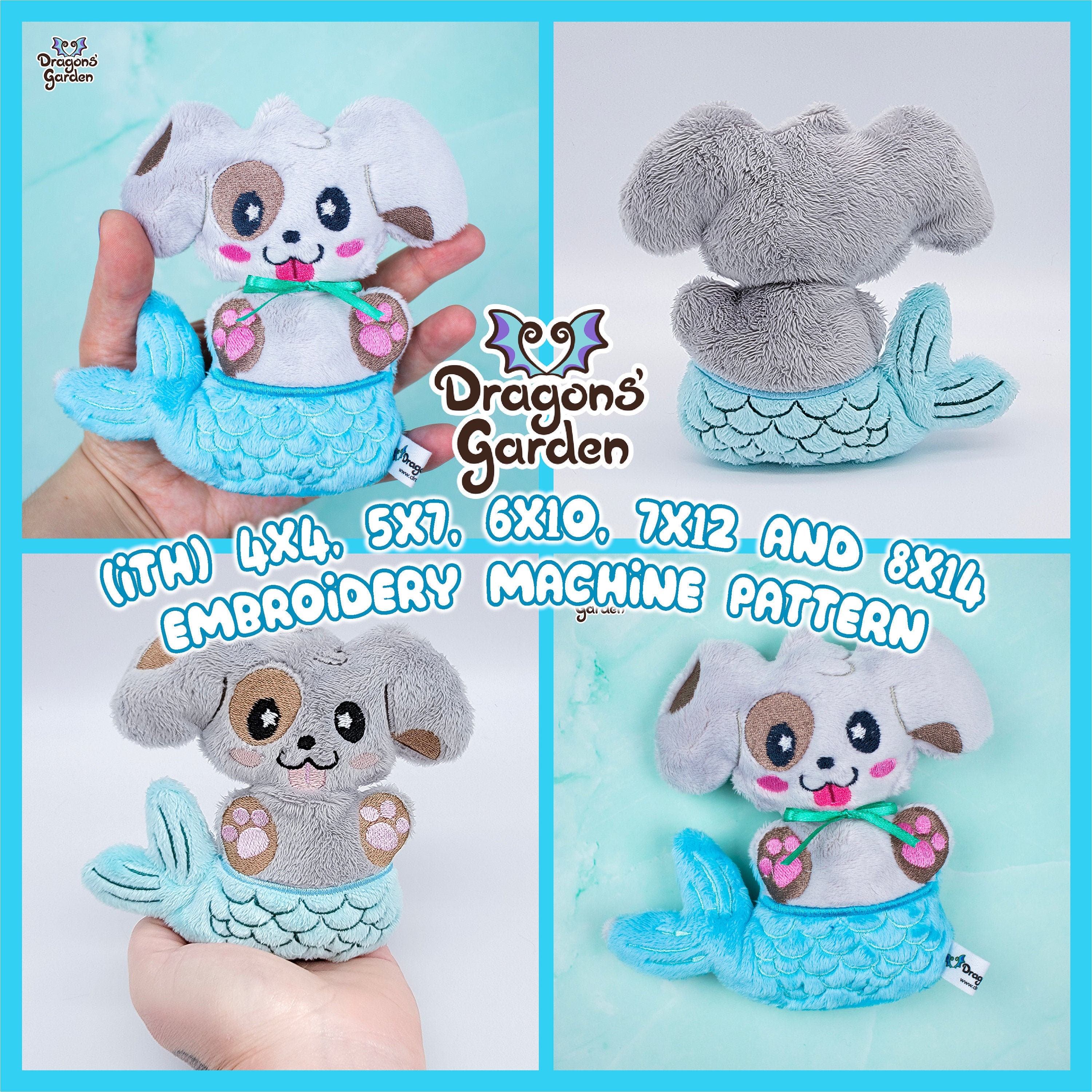 ITH Cute Mermaid Puppy | Sea Dog in the Hoop Cute Embroidery Pattern ...