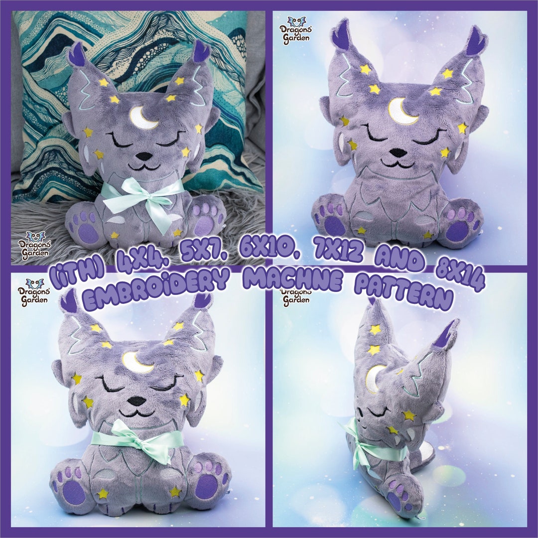 ITH Starry Lynx Pillow Plush Embroidery Pattern | Adorable Kitty Wolf ...