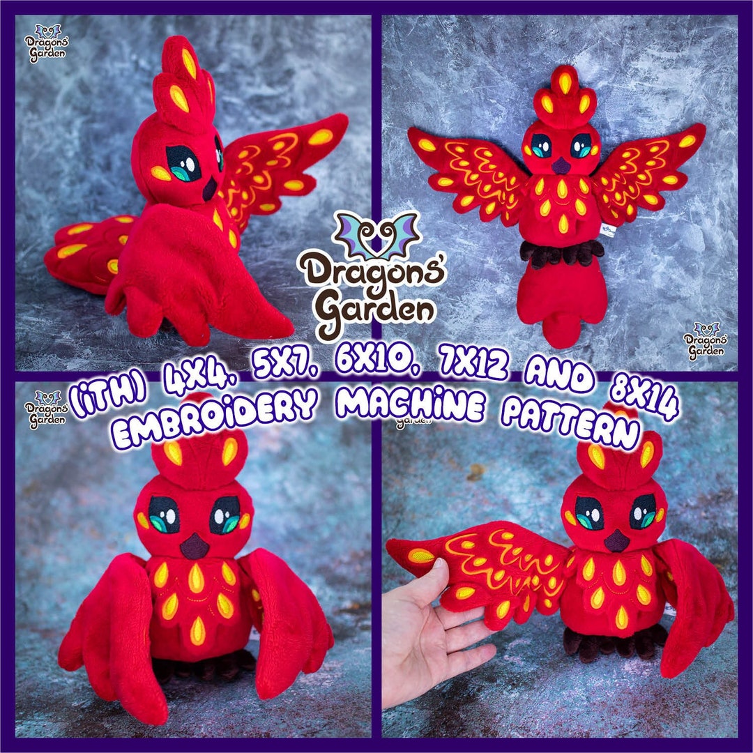 ITH Phoenix Plush Embroidery Pattern | Adorable Legendary Fire Bird ...
