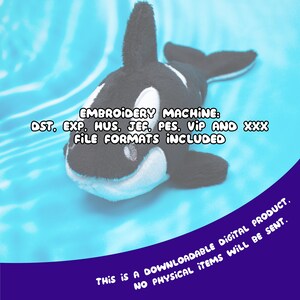 ITH 3D Orca Plush Embroidery Pattern | Adorable Killer Whale Sea Animal ...