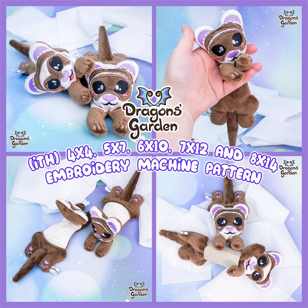 ITH Ferret Plush Embroidery Pattern | Adorable Ferret Animal Cute ...