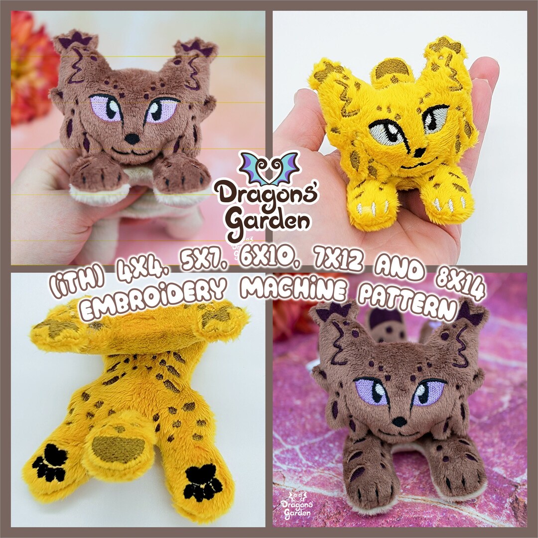 ITH Lynx Plushie Embroidery Pattern | Adorable Kitty Wolf Leopard Tiger ...