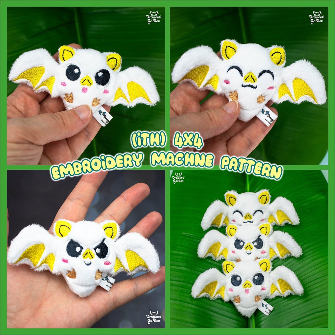 ITH Baby Bats Embroidery Pattern | Bat Pups Honduran White Plushie ...