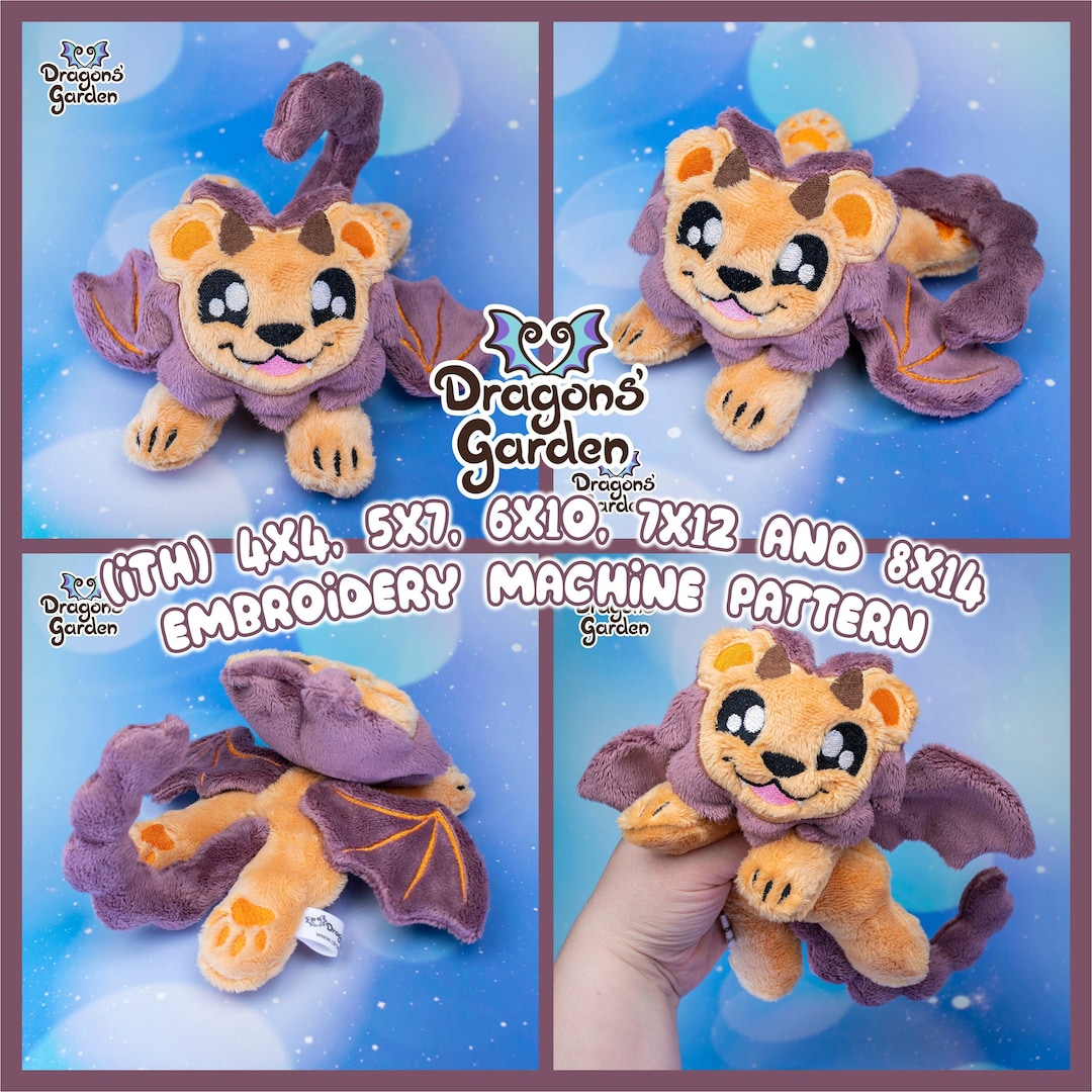 ITH Manticore Cub Plush Embroidery Pattern | Adorable Mythical Lion DIY ...