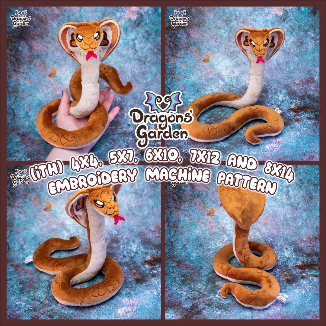 ITH Cobra Snake Modular Plush Embroidery Pattern | Adorable Naja Naja ...