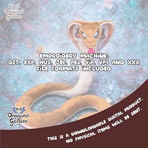 ITH Cobra Snake Modular Plush Embroidery Pattern | Adorable Naja Naja ...
