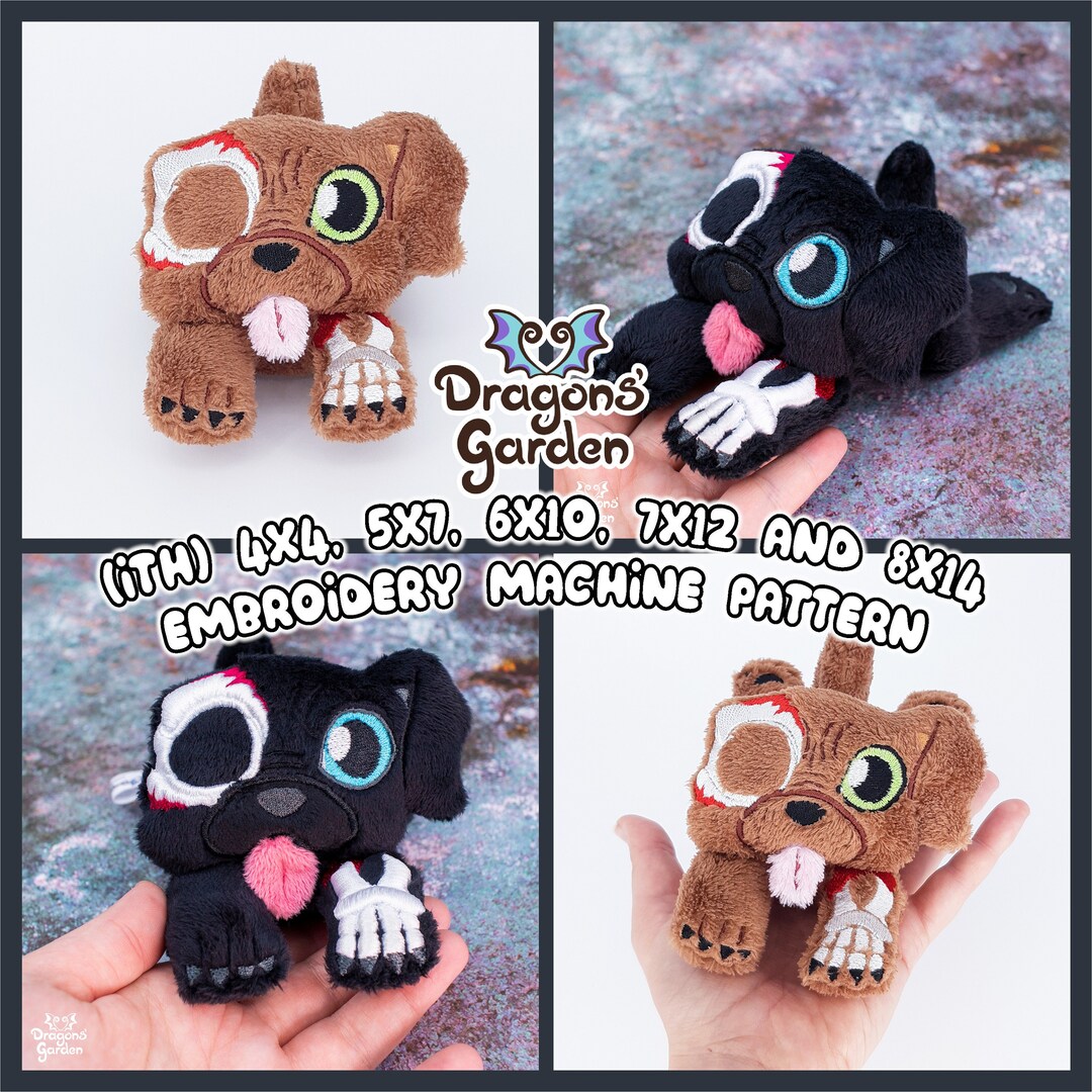 ITH Zombie Pug Puppy Skeleton Plushie Embroidery Pattern | Spooky Cezar ...