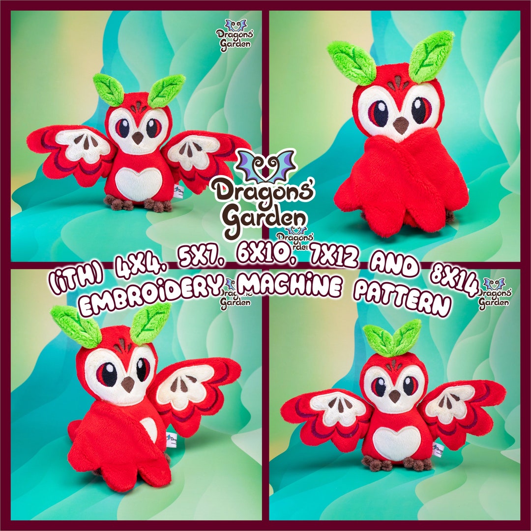 ITH Apple Fruit Owl Plush Embroidery Pattern | Cute Fruit Owl Bird ...