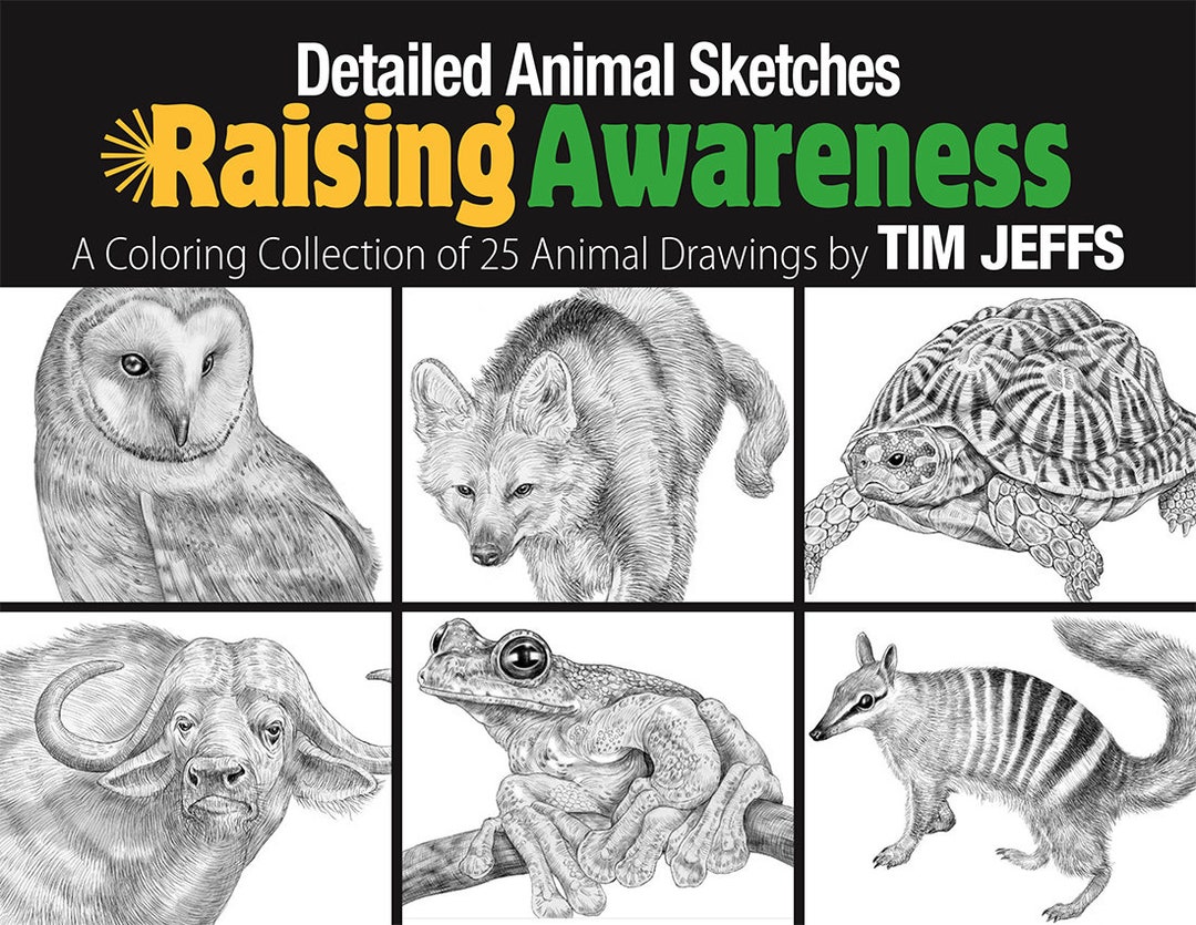 Detailed Animal Sketches Raising Awareness. A Coloring Collection by ...