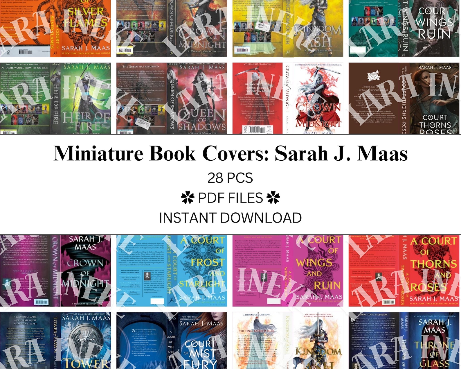 Miniature Book Covers - 28 Pcs Sarah J. Maas + Free Template | PDF File ...