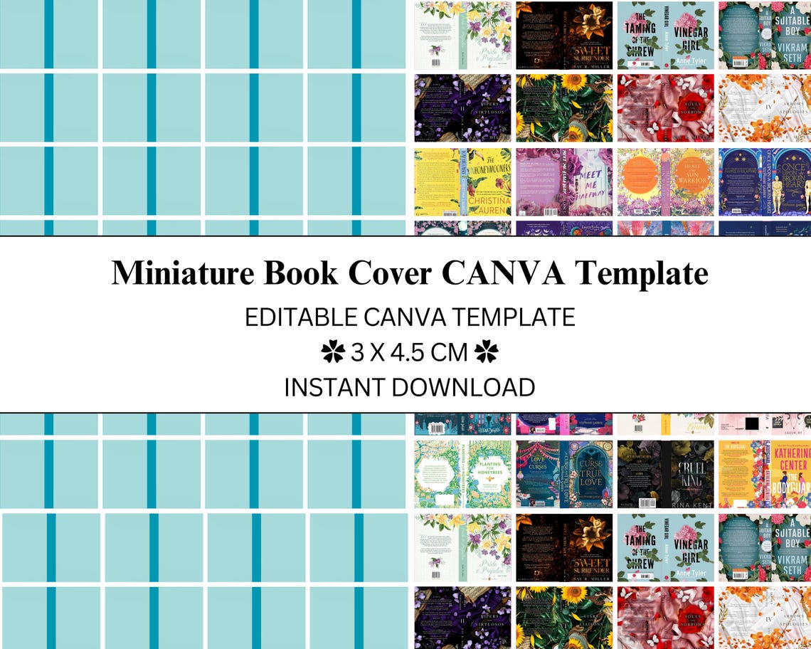 Miniature Book Cover Canva Template | Do It Yourself | Dollhouse Books ...