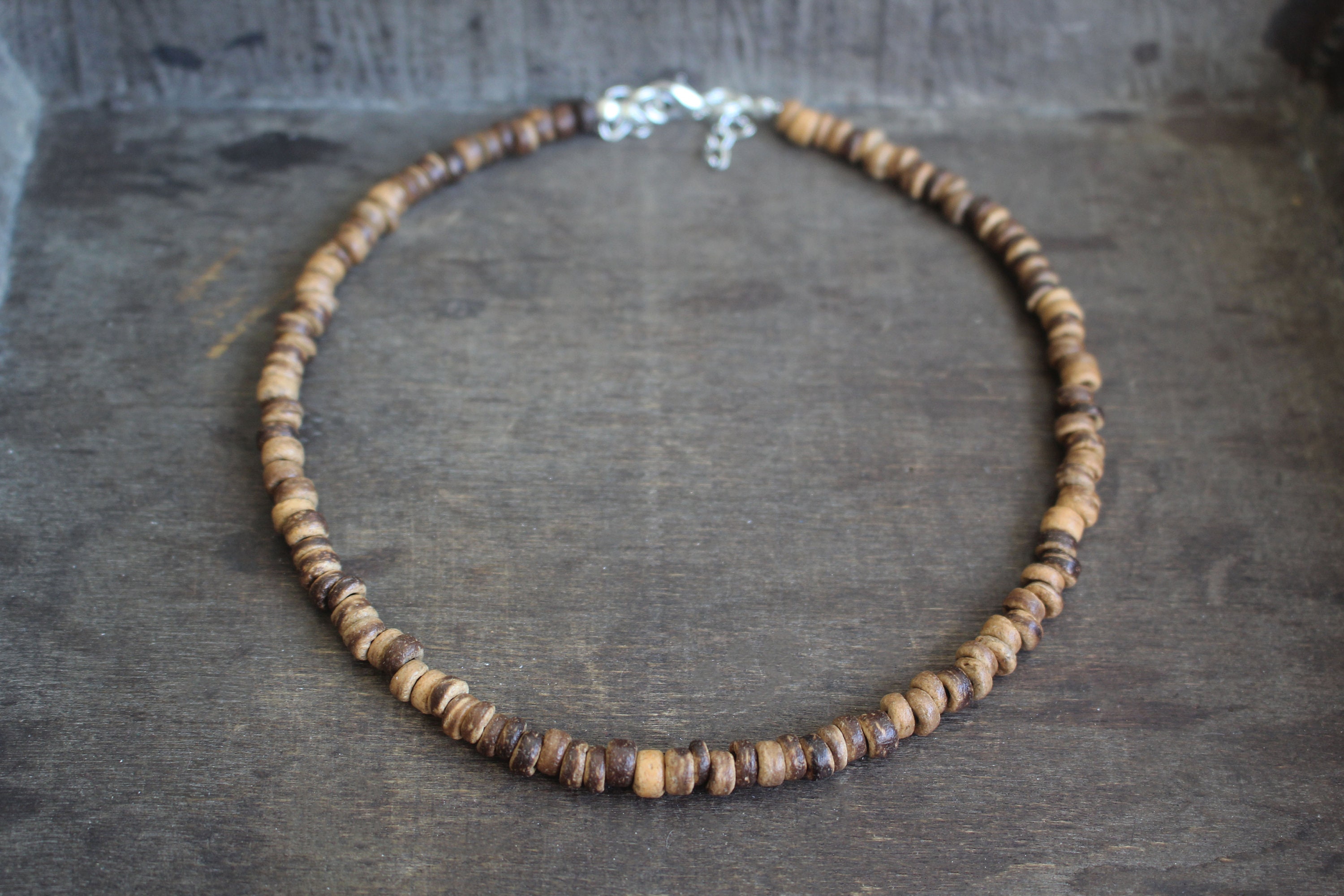 Medium Brown Coconut Shell Beaded Choker Boho Necklace - Etsy