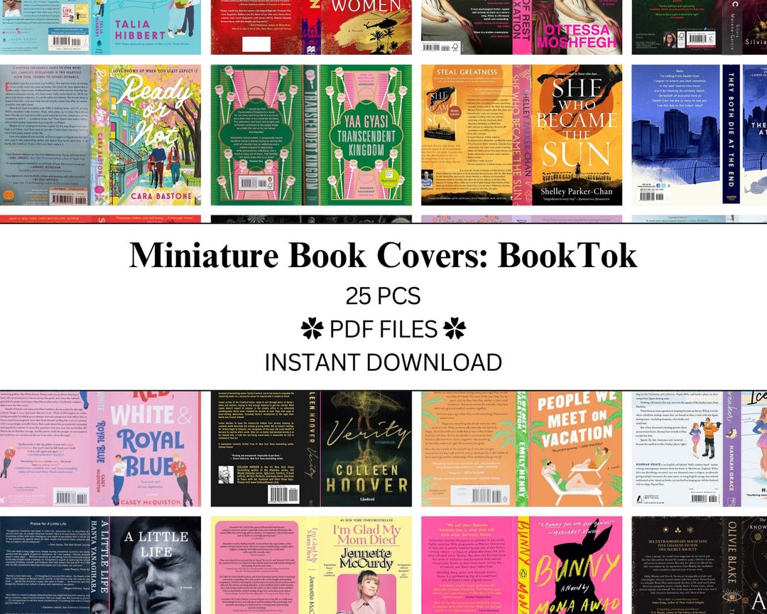 Miniature Book Covers - 25 Pcs Booktok + Free Template | PDF File ...