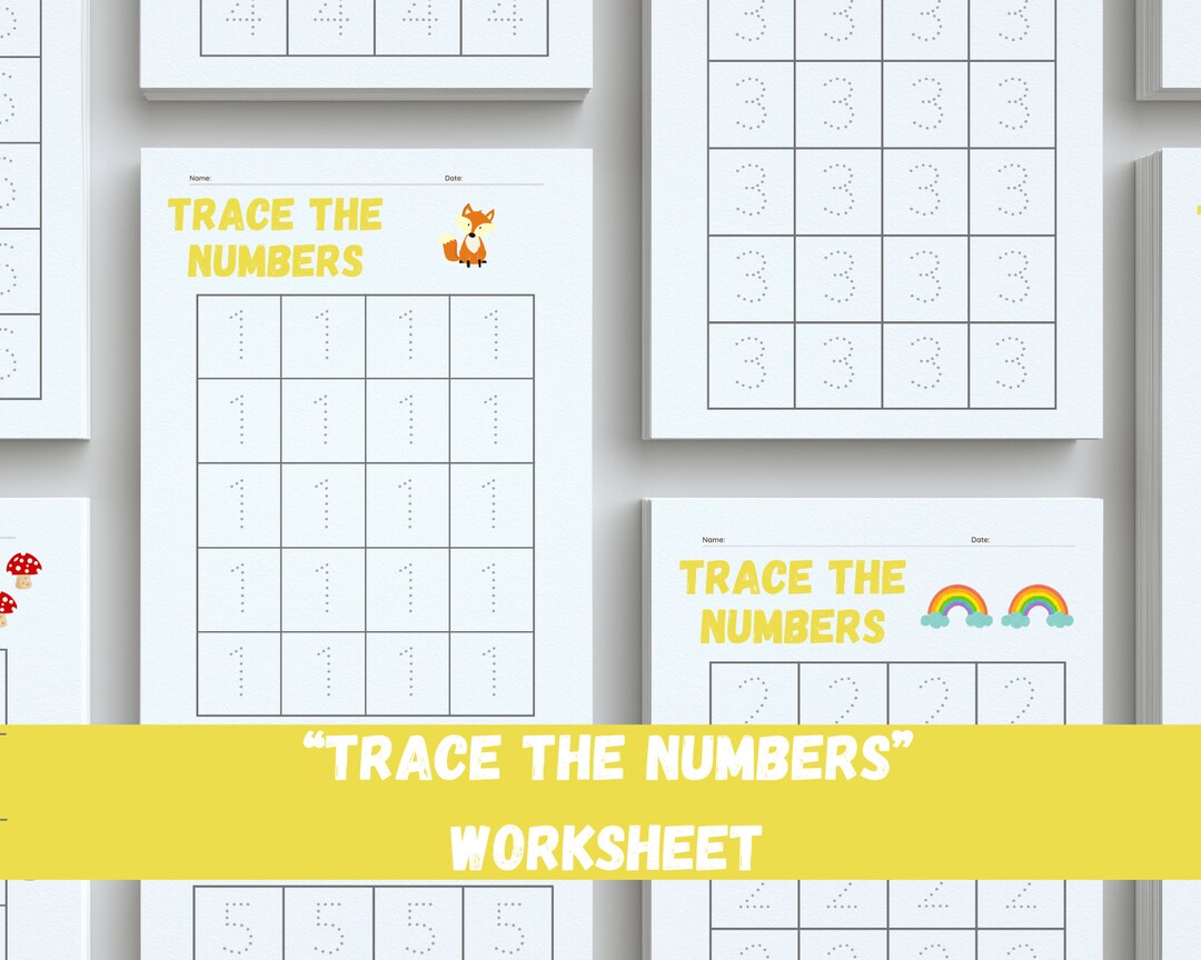 Trace the Numbers Worksheets 0-9 Tracing Practice Pre-writing Line ...