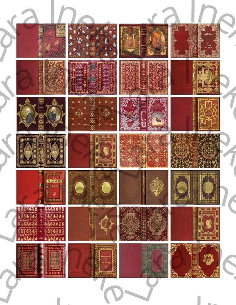 Miniature Book Covers - 84 Pcs Vintage Books + Free Template | PDF File ...