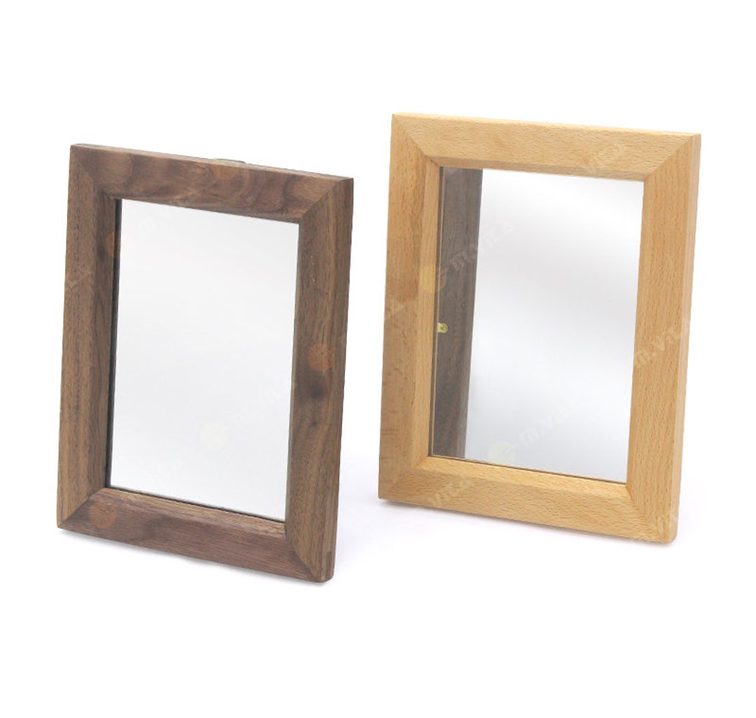 Desk Mirror Wood Framed Small Standing Mirror Beech Wood Walnut Wood ...