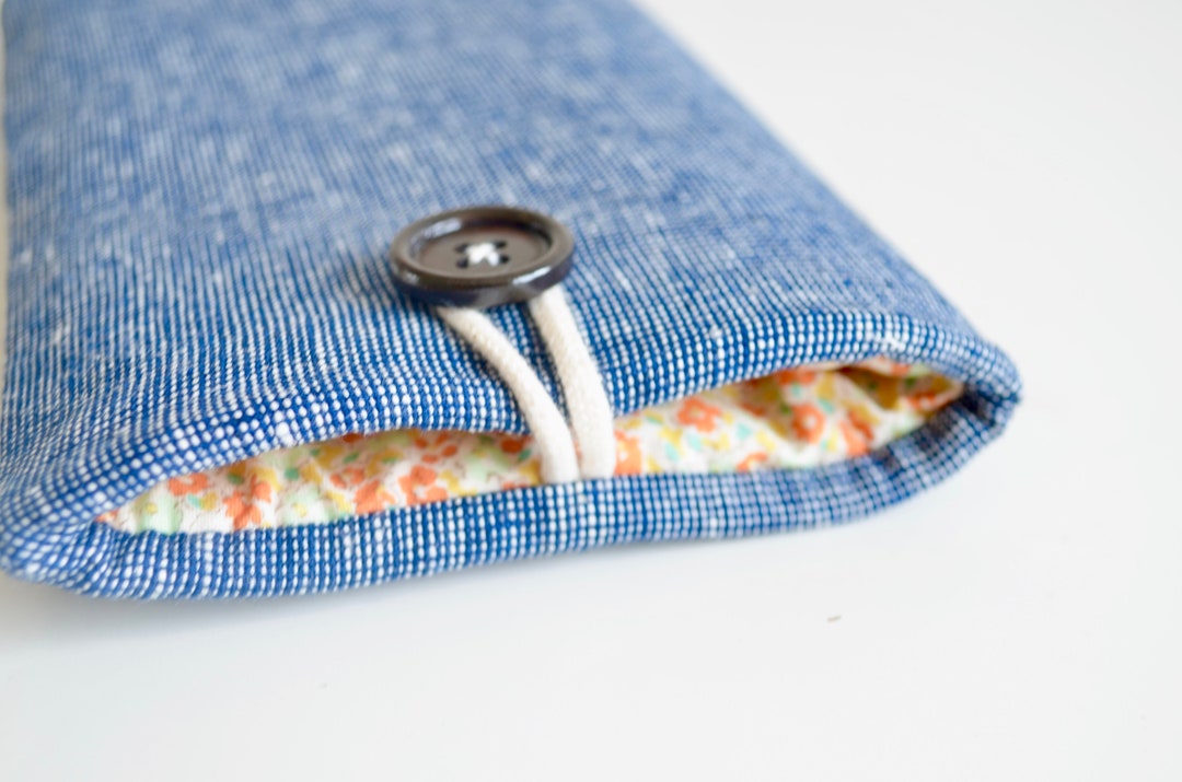 Cozy Homespun Blue Phone Pouch - Handmade in USA, Soft & Protective ...
