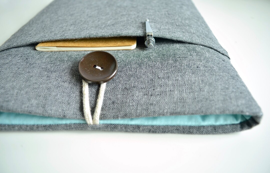 Charcoal Linen Laptop, Chromebook Case | Custom Sizes | Padded | Modern ...