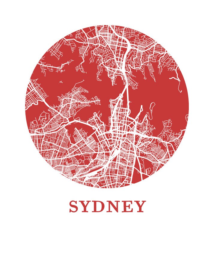Sydney Map Print City Map Poster - Etsy Australia
