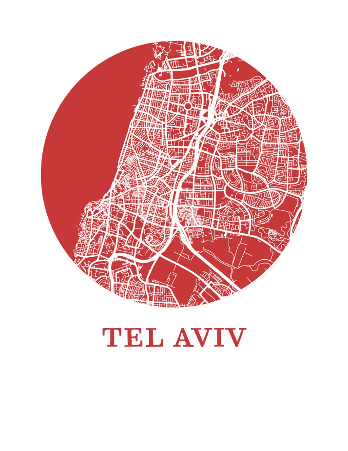 Tel Aviv Map Print City Map Poster - Etsy