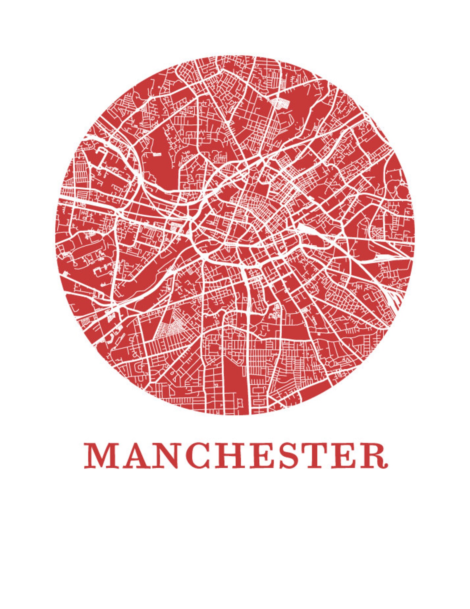 Manchester Map Print City Map Poster - Etsy