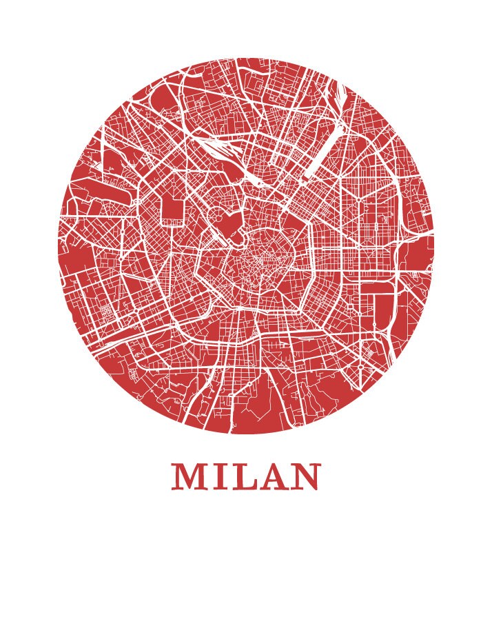 Milan Map Print City Map Poster - Etsy