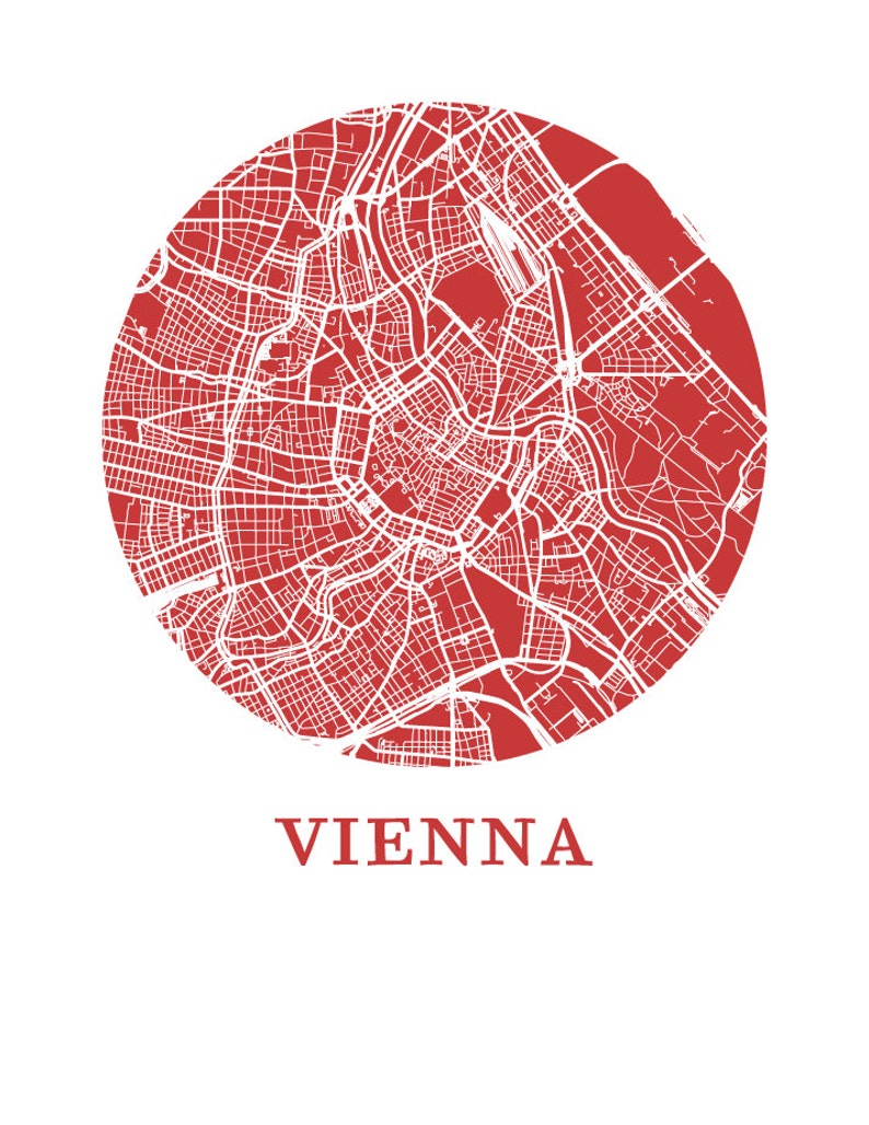 Vienna Map Print City Map Poster - Etsy