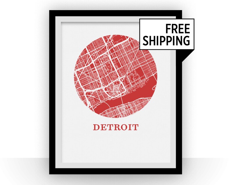 Detroit Map Print City Map Poster - Etsy