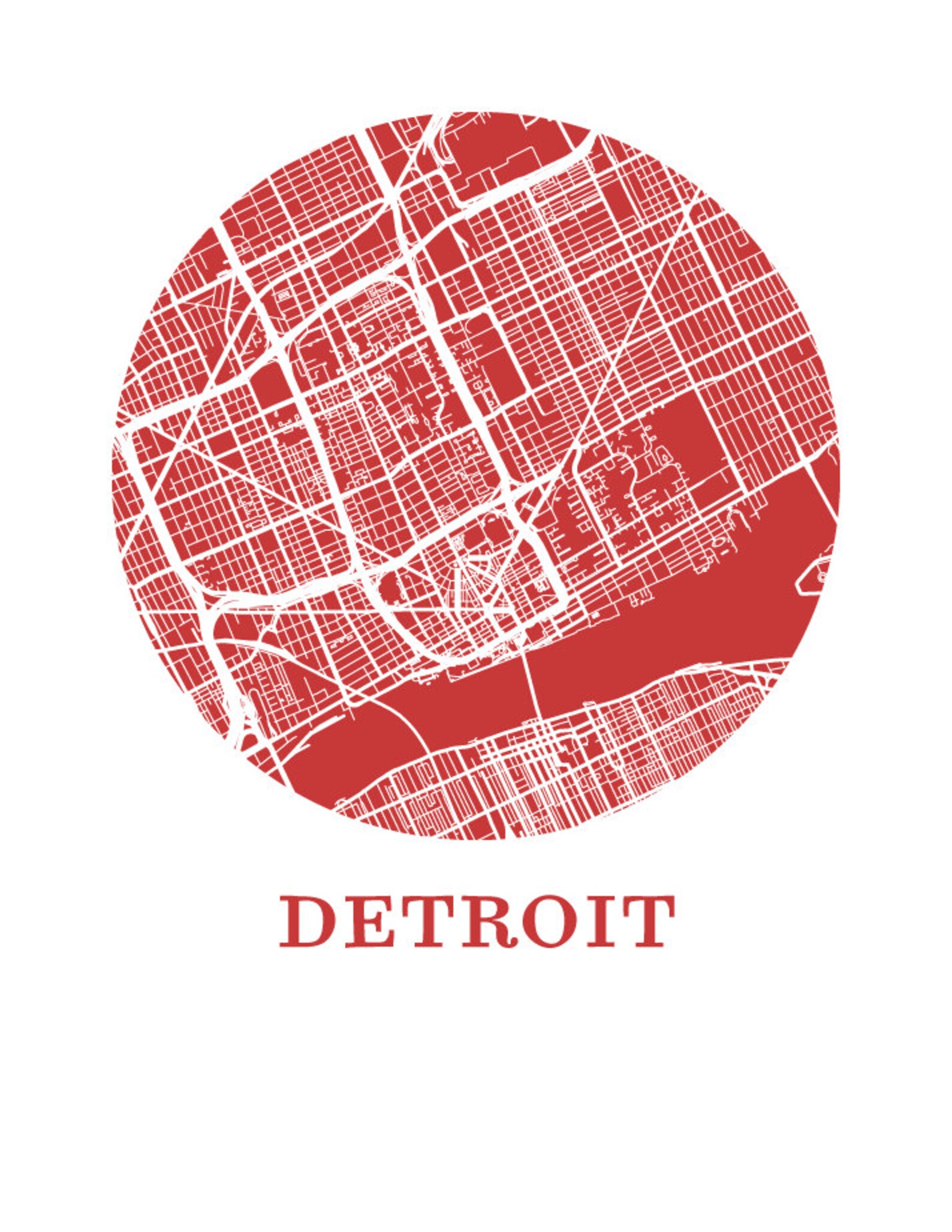 Detroit Map Print City Map Poster - Etsy