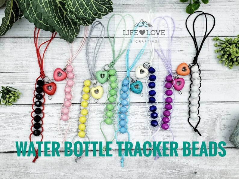 Heart Water Bottle Counter / Water Refill Tracker Beads / | Etsy