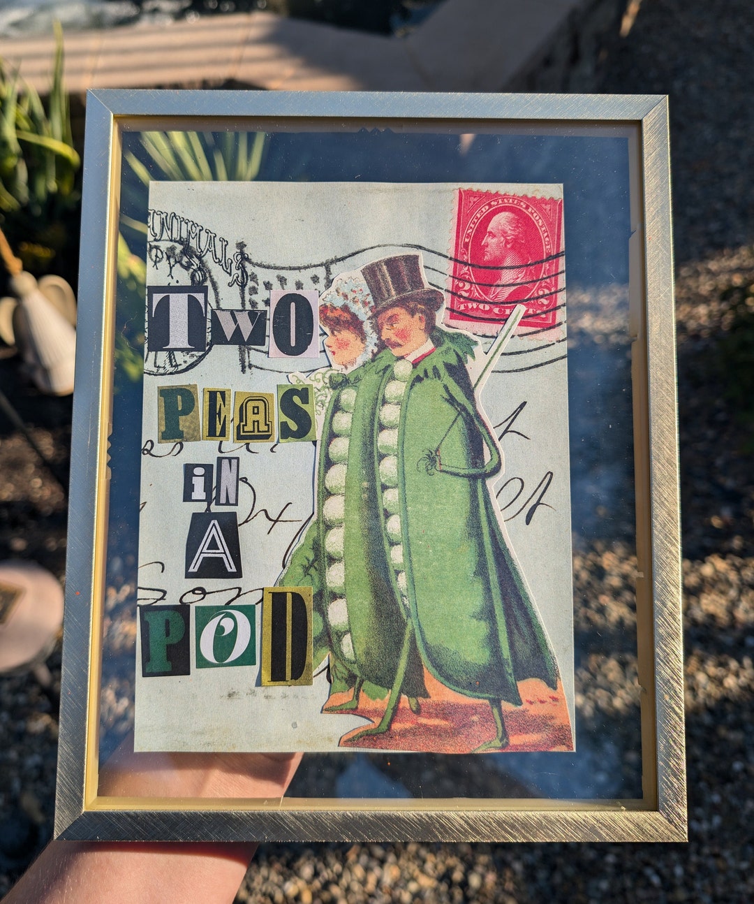 Vintage-inspired 'two Peas in a Pod' Framed Collage Art - Etsy