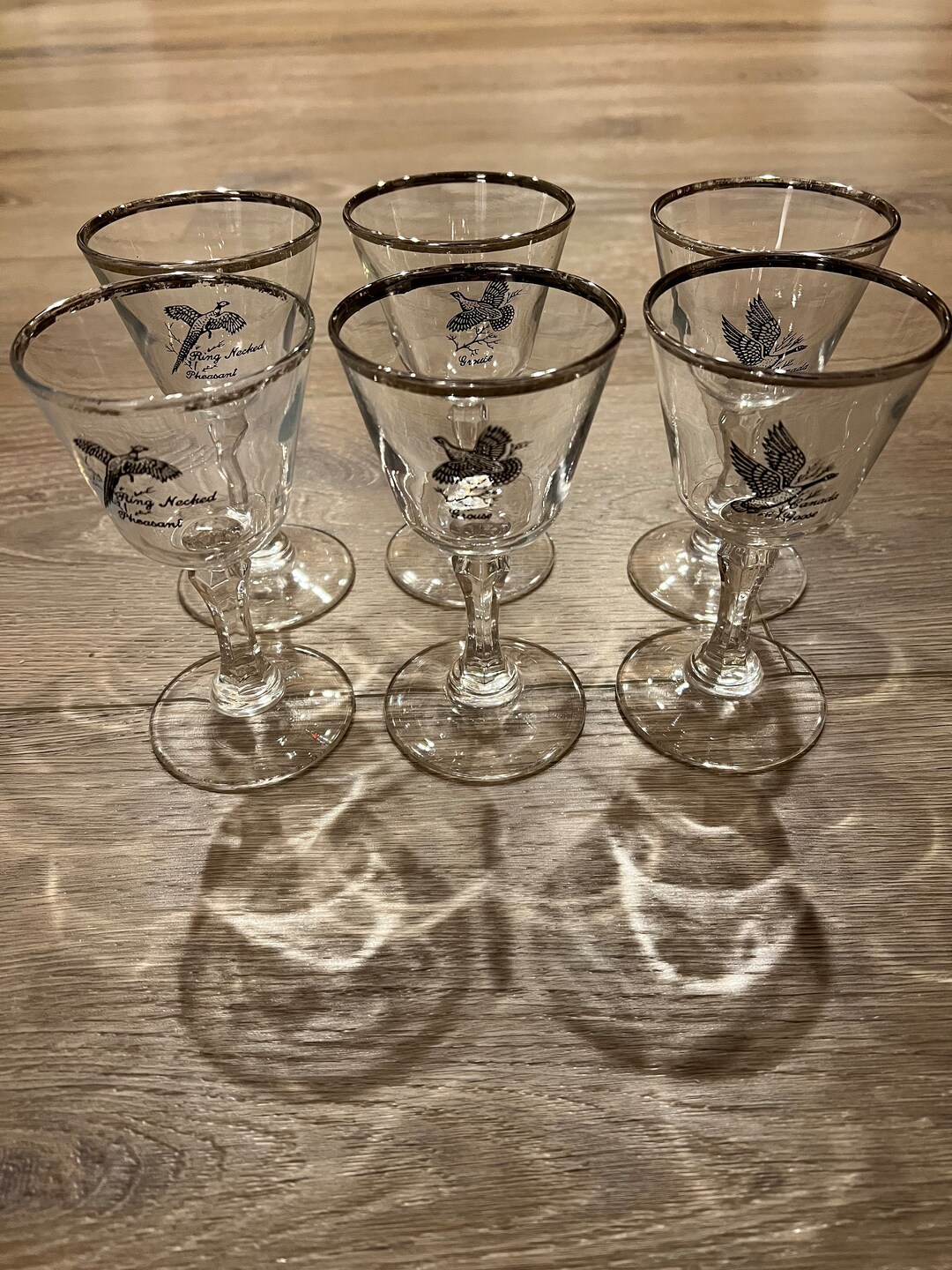 Vintge Set of 6 Game Bird Cocktail Wine Goblets, Mid Century Sportsman ...