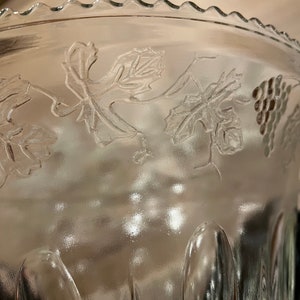Vintage Indiana Glass Princess Clear Grape Punch Bowl Set: Mid Century ...