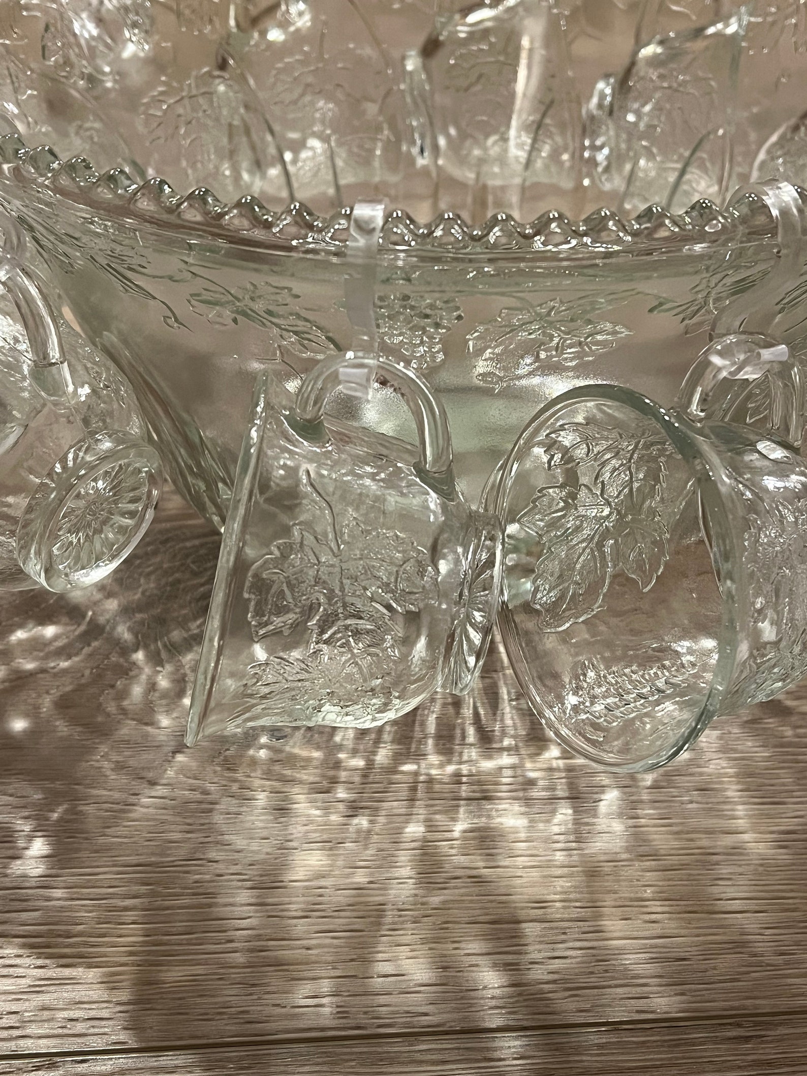 Vintage Indiana Glass Princess Clear Grape Punch Bowl Set: Mid Century ...