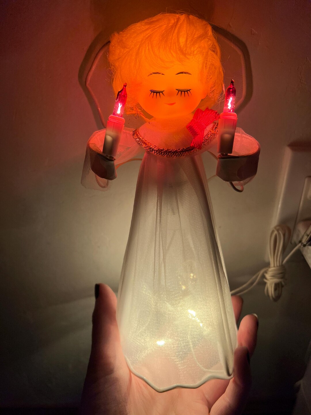 Vintage Lighted Christmas Tree Top Angel, Mantel Angel. Tree Topper ...