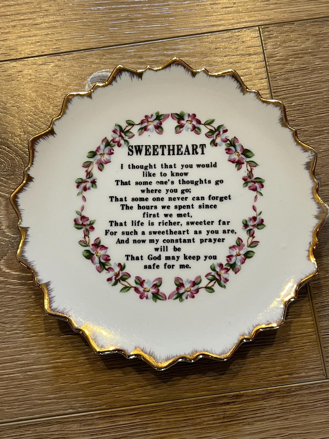 Vintage Sweetheart Plate: Floral Poem Wall Hanging, Valentine - Etsy
