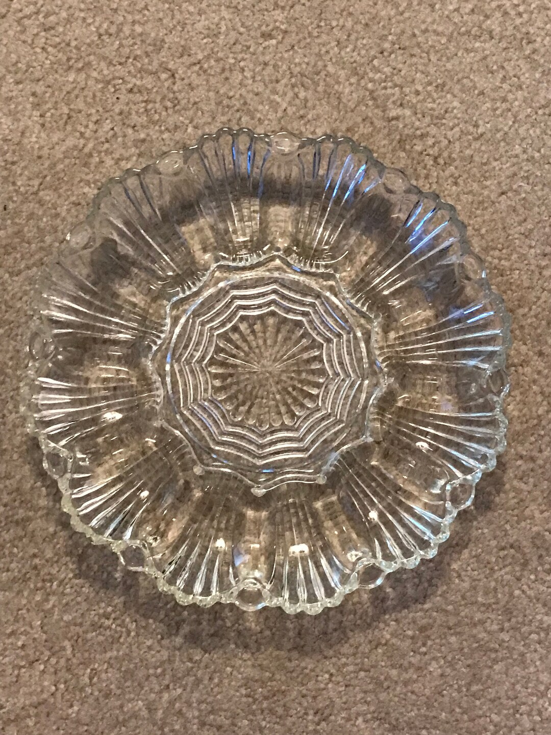 Vintage Anchor Hocking Clear Glass Deviled Egg Plate, Mid Century ...