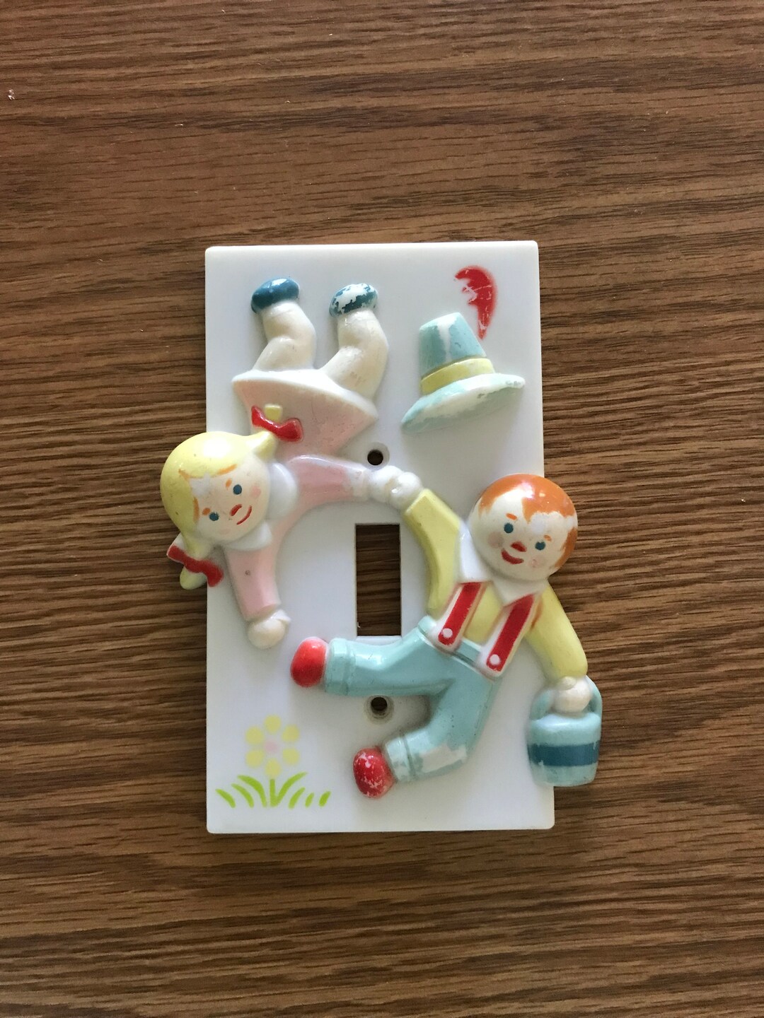 Vintage Childrens Plastic Jack and Jill Light Switch Plate, Childrens ...