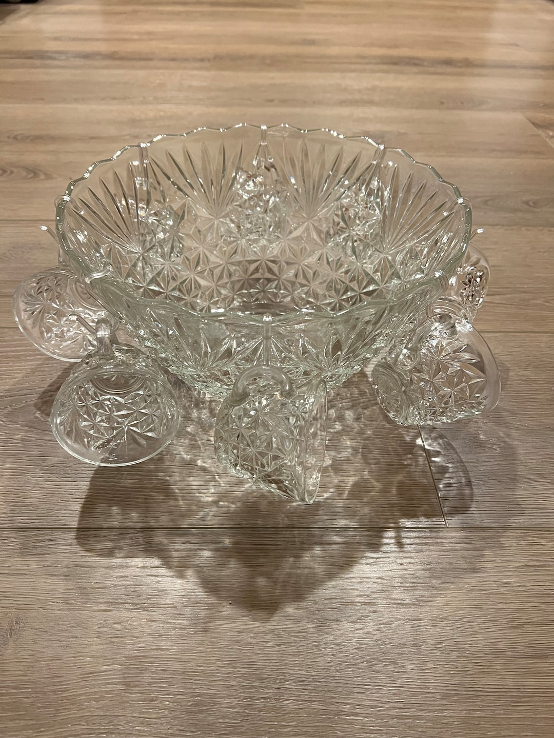 Vintage Anchor Hocking Arlington 18 Piece Punch Set, Punch Bowl With ...