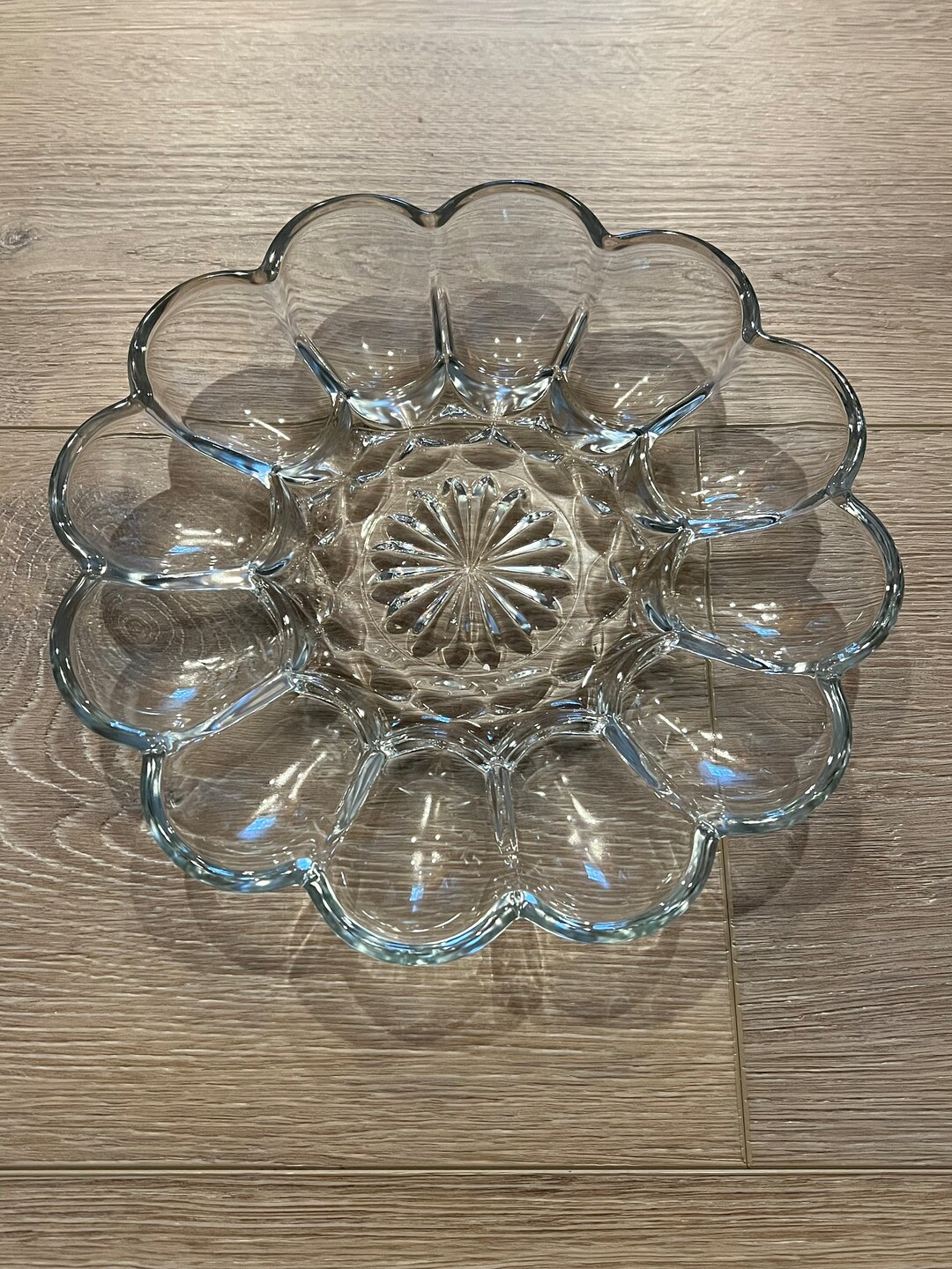 Vintage Anchor Hocking Clear Glass Deviled Egg Plate, Mid Century ...