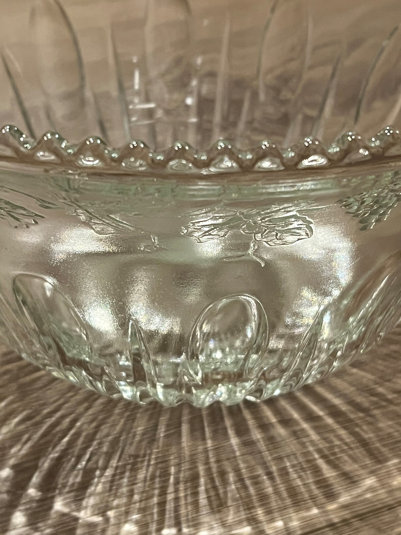 Vintage Indiana Glass Princess Clear Grape Punch Bowl Set: Mid Century ...