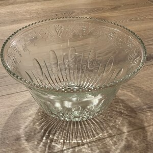 Vintage Indiana Glass Princess Clear Grape Punch Bowl Set: Mid Century ...