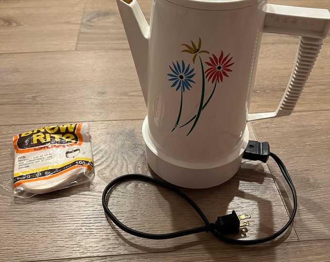 Vintage Regal Poly Perk Flowers Electric 4-8 Cup Automatic Percolator ...