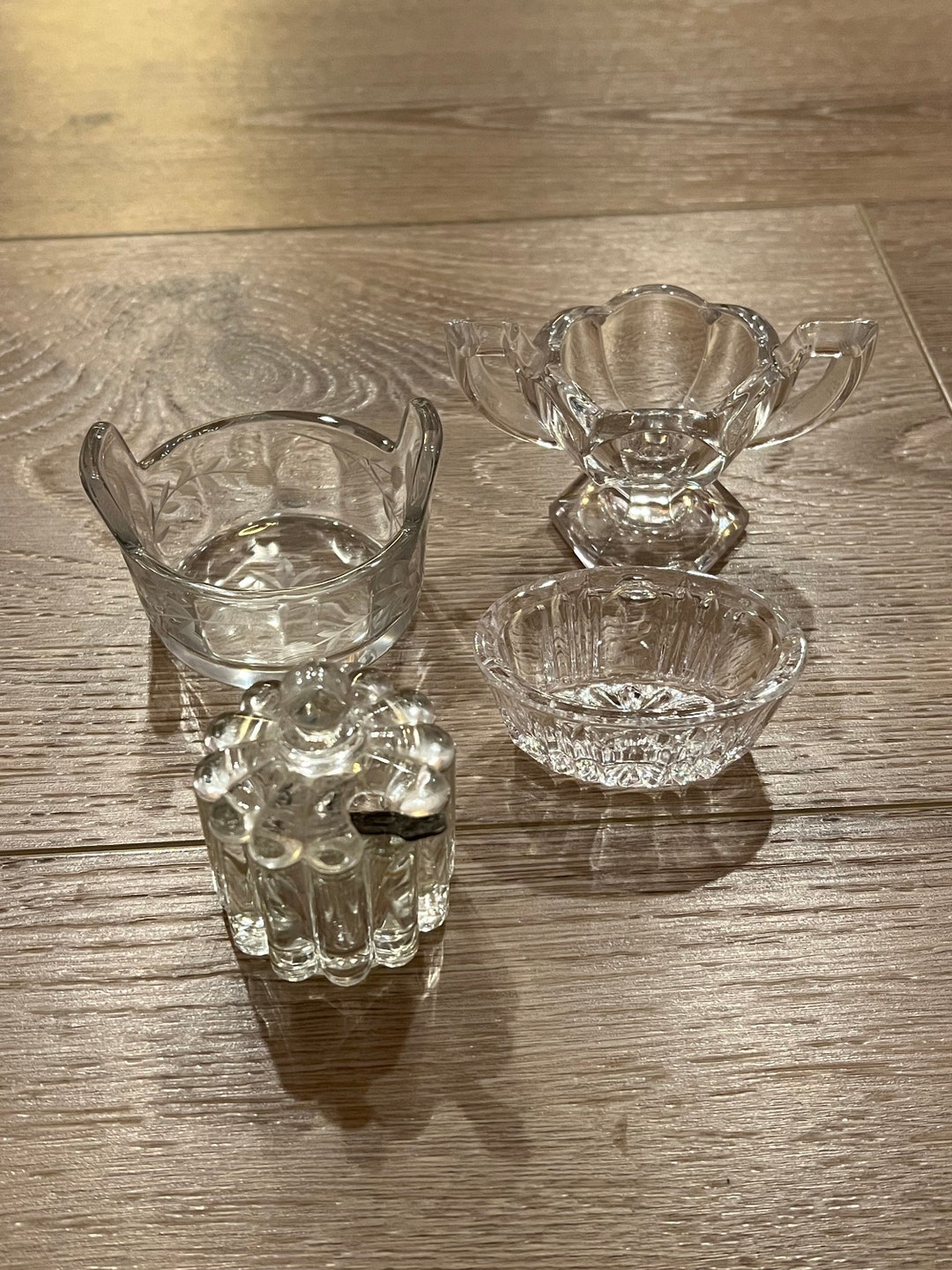 Vintage Clear Glass Salt Cellars, Salt Dishes, Vintage Salt Dip ...