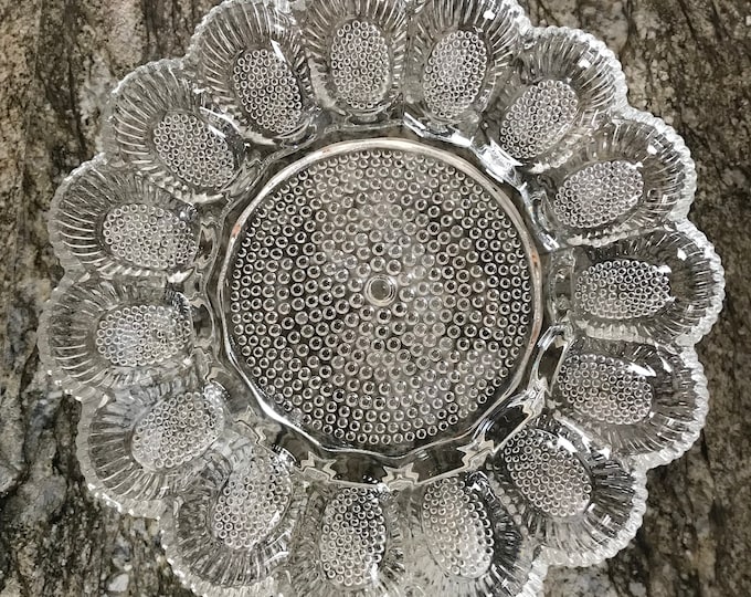Vintage Hobnail Clear Glass Deviled Egg Plate, Devil Egg Plate, Easter ...