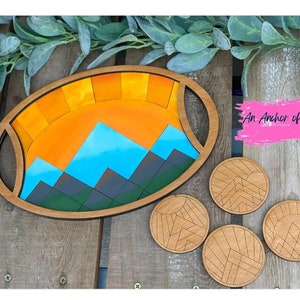 Mountain River Charcuterie Board With Handles, Cheese Platter, Serving ...