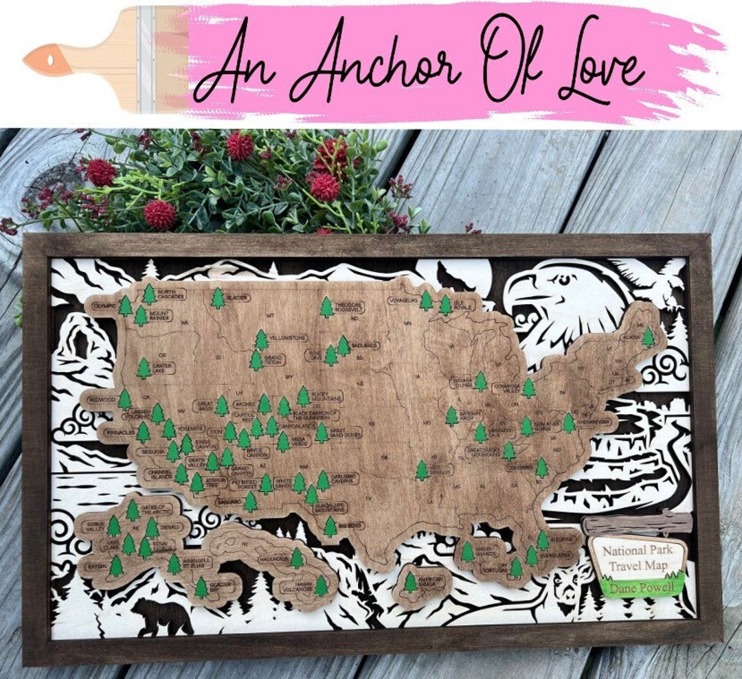 Custom National Park Travel Map, National Parks Marker, National Park ...