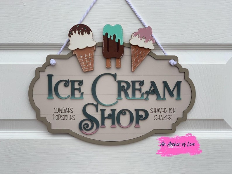 Vintage Style Ice Cream Shop Sign, 3D Summer Tiered Tray Decor - Etsy