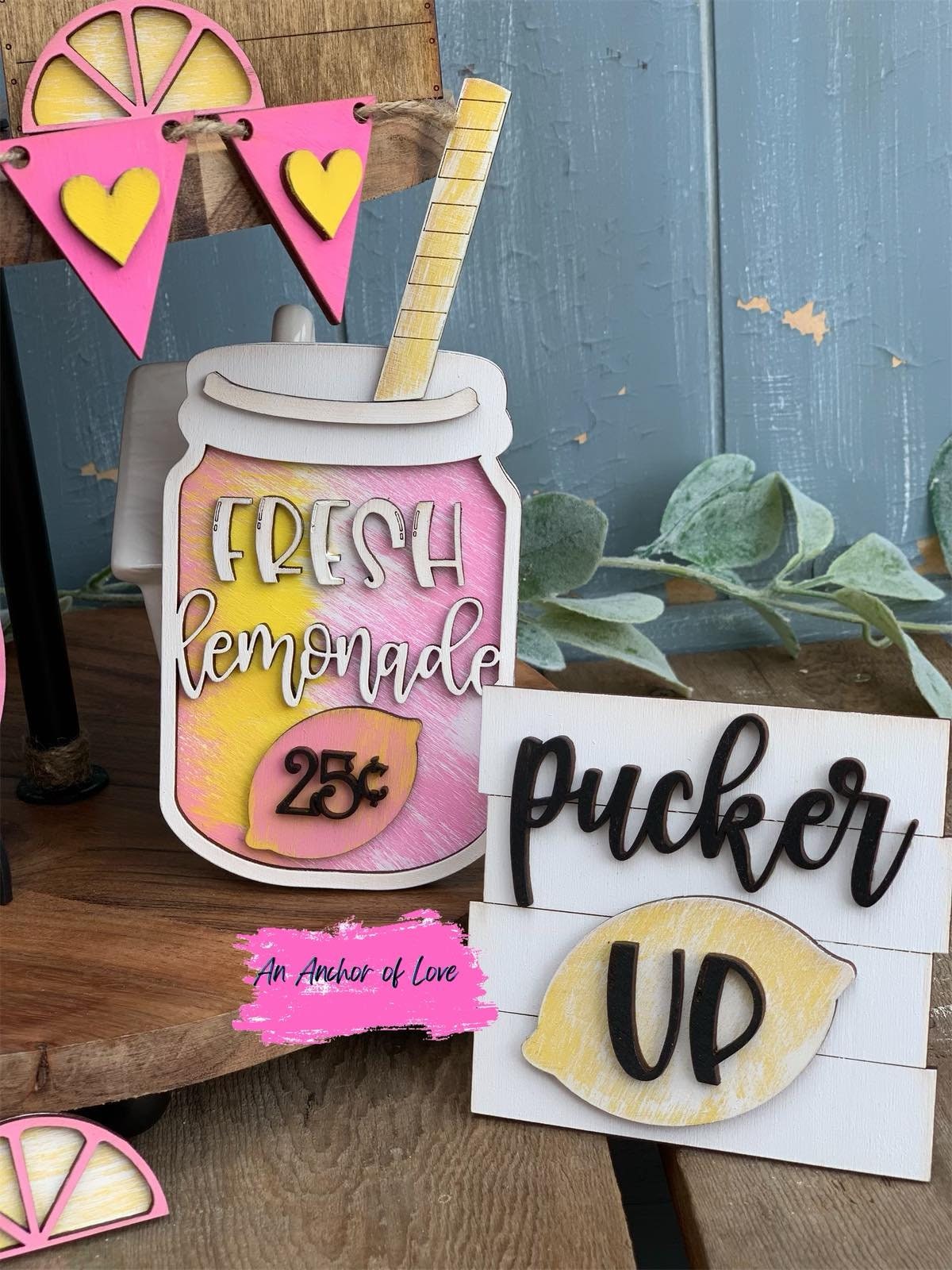 Pink Lemonade Tiered Tray Decor Lemonade Tiered Tray - Etsy