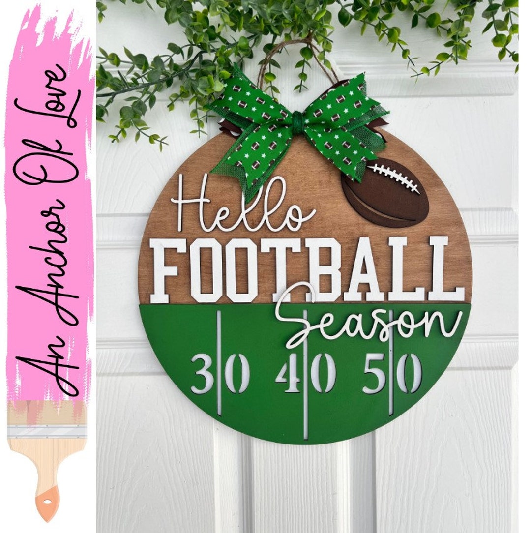 Hello Football Season Door Hanger-15 Inch Football Themed Door Hanger ...